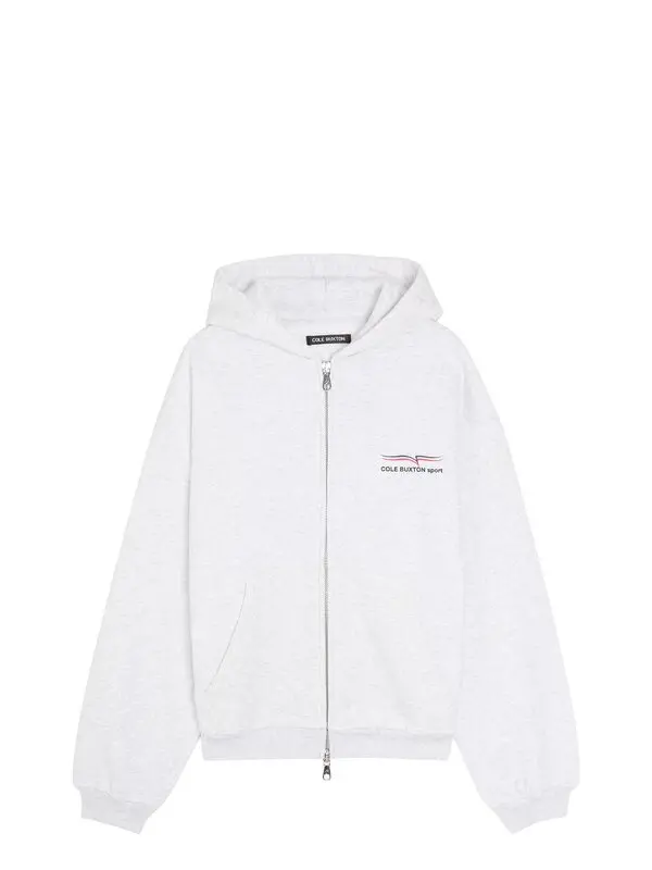 COLE BUXTON Hooded Printed Cotton Sweatshirt - Light Grey