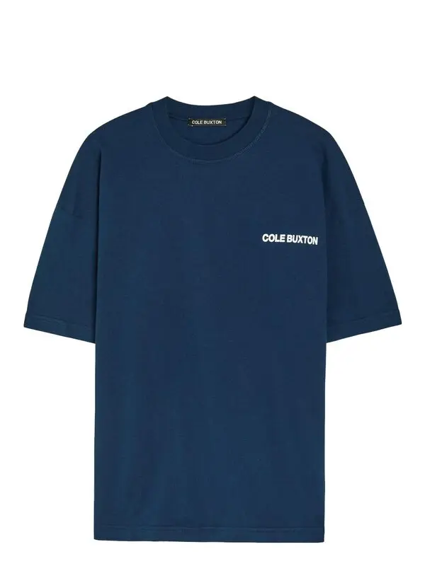 COLE BUXTON Logo-print Cotton T-shirt - Navy
