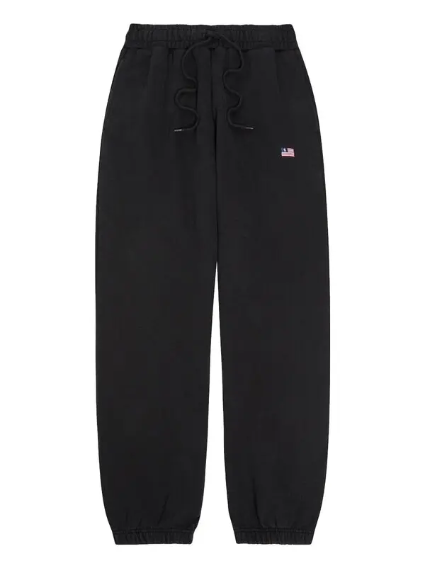COLE BUXTON Embroidered Cotton Sweatpants - Black