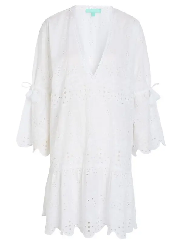 Melissa Odabash Embroidered Mini Cotton Dress - White