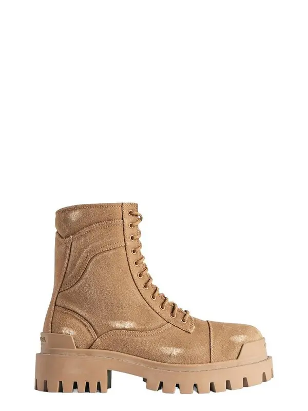 Balenciaga Combat Strike Boot Cotton Canvas - Brown