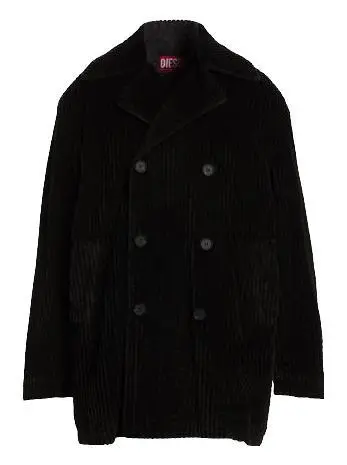 DIESEL® Cotton Corduroy Double-breasted Coat - Black