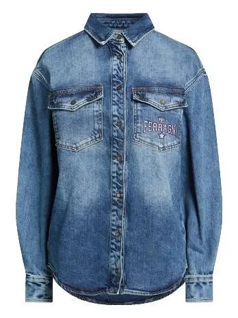 CHIARA FERRAGNI Denim Shirt In Cotton And Elastane - Blue