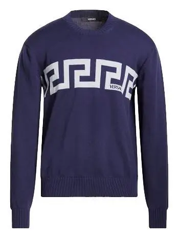Versace Sweater With Embroidered Logo - Navy