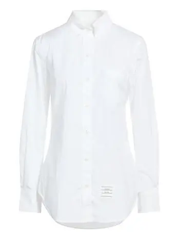 Thom Browne Shirt In Poplin With Classic Collar And Logo - White