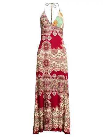 MISS BIKINI LUXE Maxi Paisley-print Halterneck Dress - Red