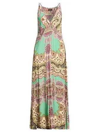 MISS BIKINI LUXE Paisley Print Maxi Slip Dress - Green