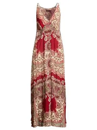 MISS BIKINI LUXE Paisley Print Maxi Slip Dress - Red