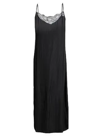 Maje Midi Slip Dress With Lace - Black