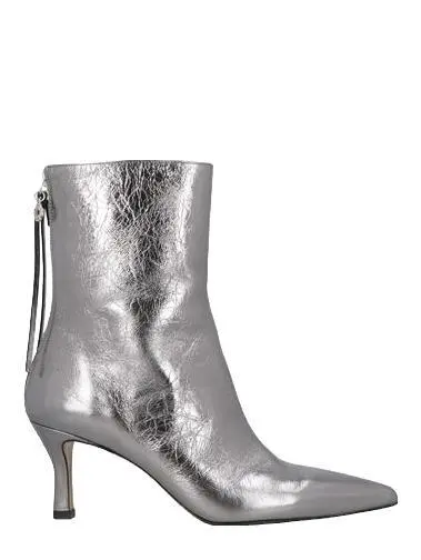 Maje Leather Ankle Boots - Silver