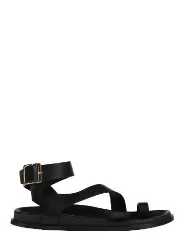 ALOHAS Leather Thong Sandal - Black