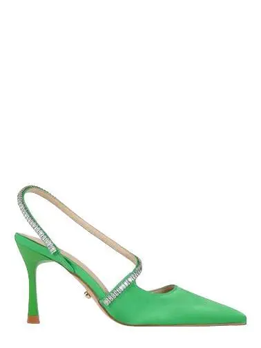 TWENTY FOUR HAITCH Satin Slingback Pumps - Green