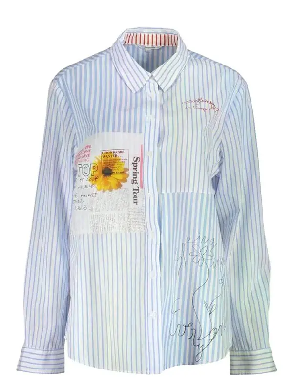 Desigual Striped Patchwork Shirt - Blue