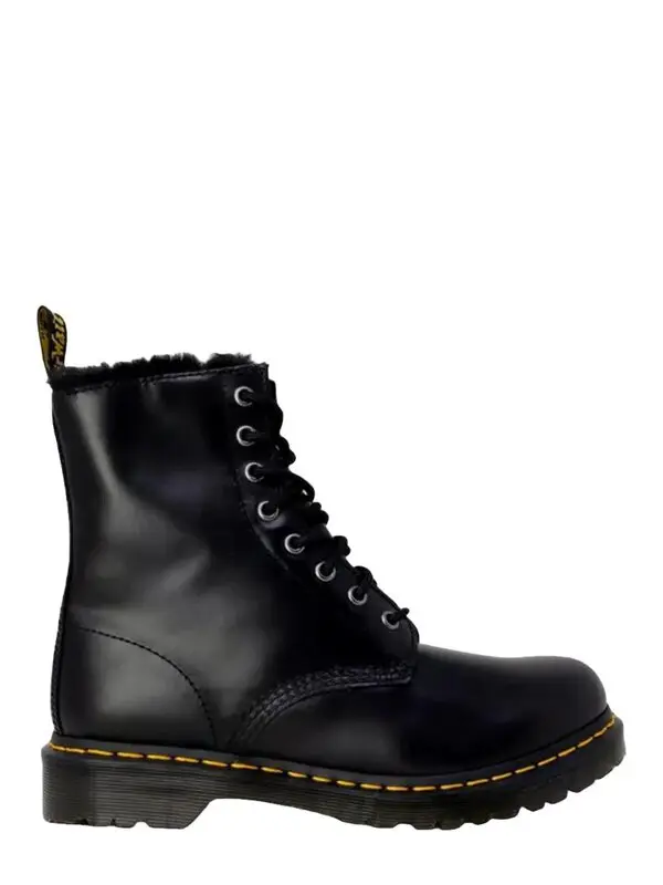 Dr. Martens 1460 Serena Faux-fur-trim Combat Boots - Black