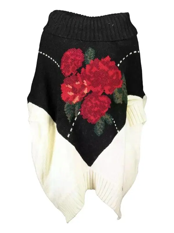 BLUGIRL Floral-design Cowl-neck Sweater - Black