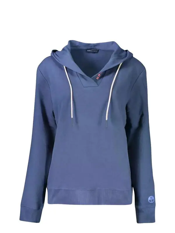 NORTH SAILS Cotton Drawstring V-neck Hoodie - Blue