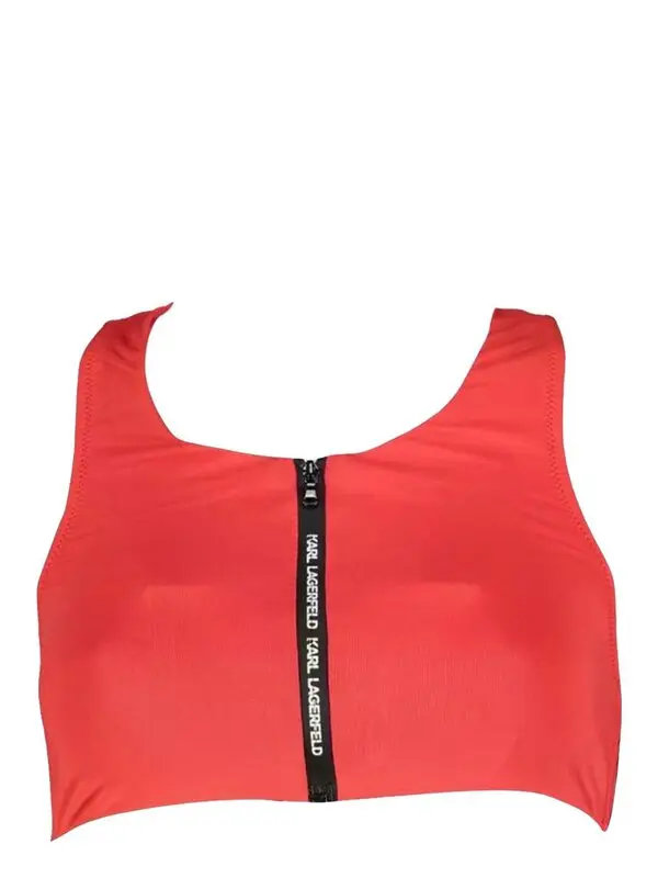 Karl Lagerfeld Logo Zip-up Swim Top - Red