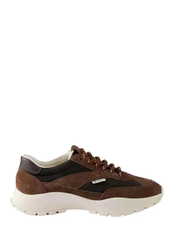 Prada Mesh And Suede Lace-up Sneakers - Brown