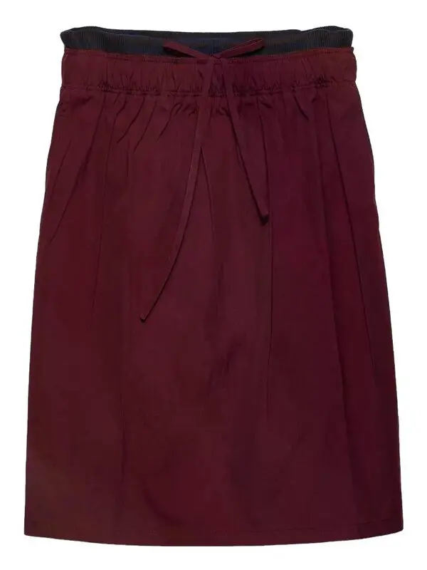 Prada Midi Poplin Skirt With Drawstring Waist - Red