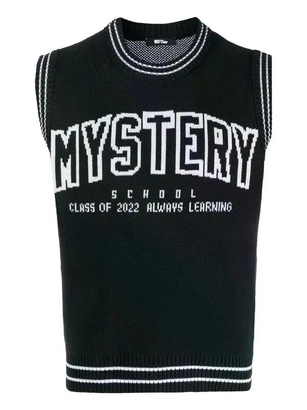 MSFTS Intarsia-knit Logo Vest - Black