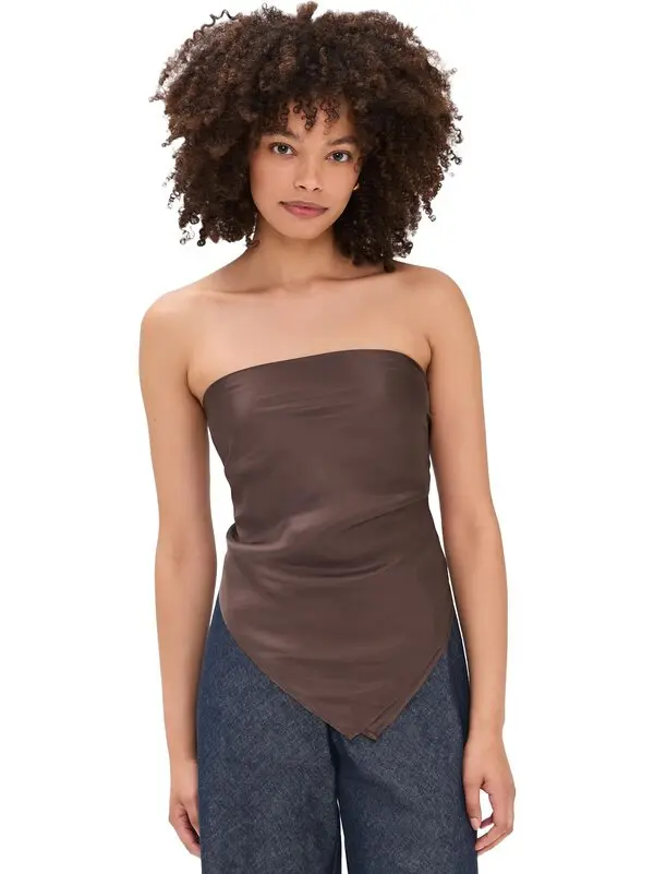 Enza Costa Fluid Twill Strapless Top - Chocolate
