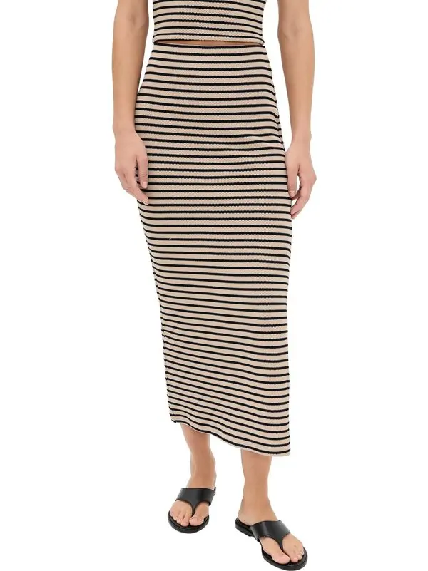 Z Supply Striped Knit Midi Skirt - Putty