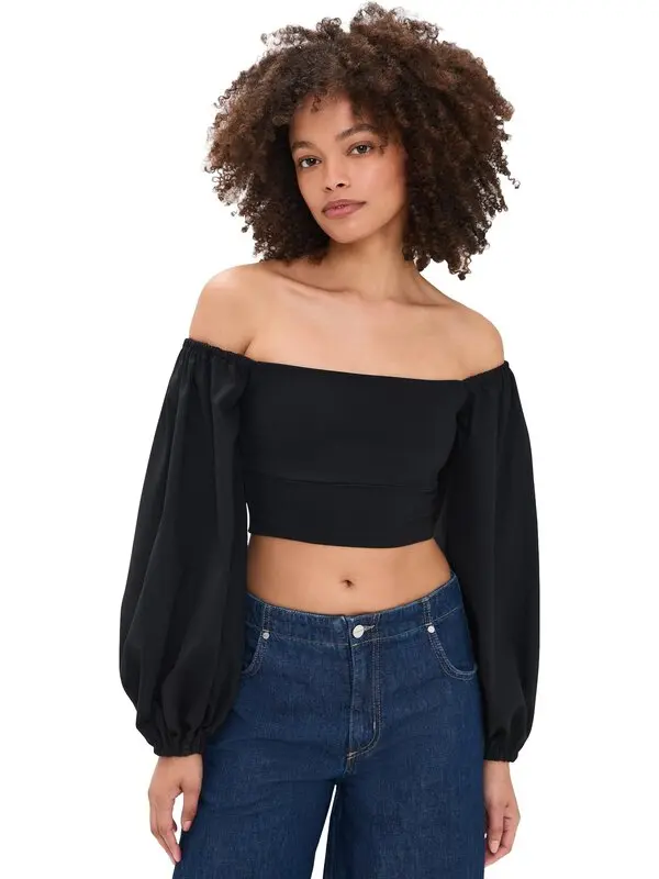Susana Monaco Off-shoulder Puff Sleeve Top - Black