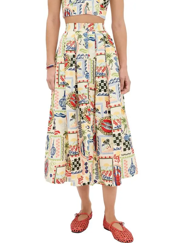 Hunter Bell Printed Linen-rayon Blend Skirt - Coastal Conversation