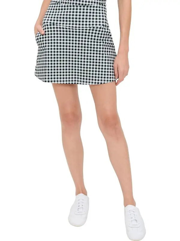 RHONE Sport Skort With Gingham Print - Black Gingham