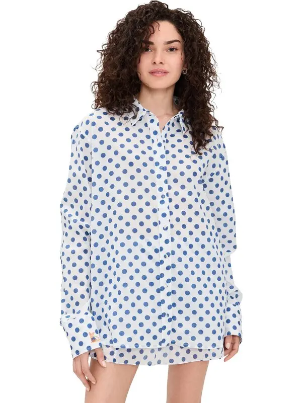 CONIGLIO PALM BEACH Polka-dot Voile Button-down Shirt - Pacific Dot