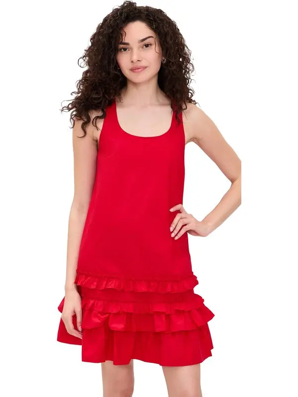 GANNI U Neck Mini Dress - Poppy Red