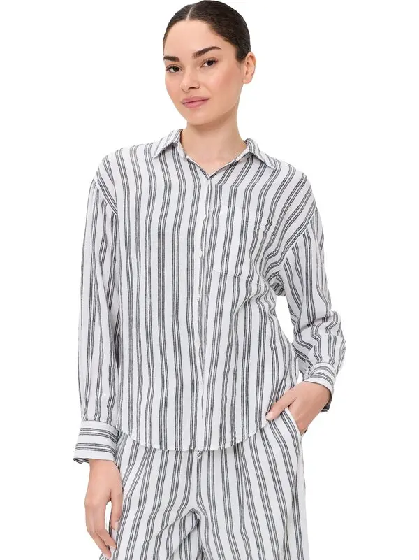 Z Supply Striped Button-up Shirt - White