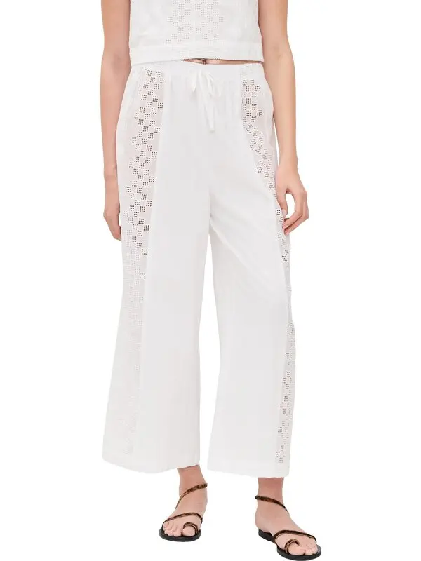 Splendid Kenzie Geo Eyelet Pants - White
