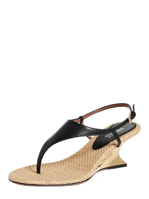 Paris Texas Nina Thong Sandals - Black/gold