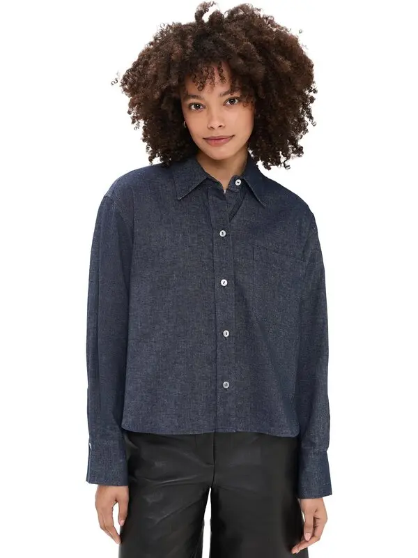 Vince Cropped Long Sleeve Shirt - Indigo