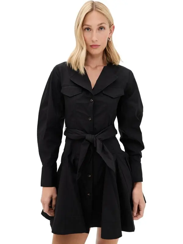 GANNI Stretch Mini Shirt Dress - Black