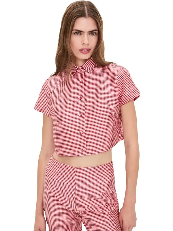DAMARIS BAILEY Phoebe Gingham Silk Top - Red Gingham