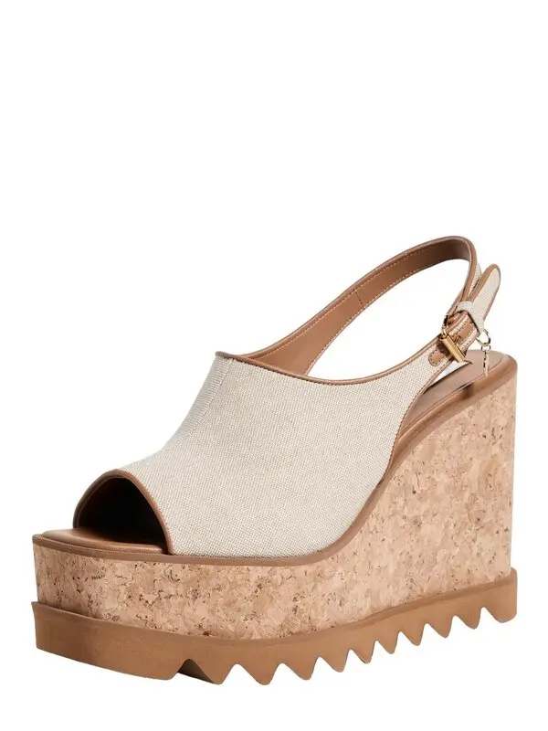 Stella McCartney Slingback Wedge Sandals - Ecru