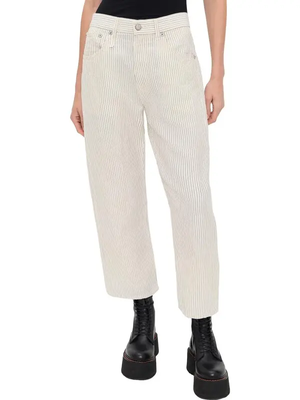 R13 X-bf 5-pocket Pants - White With Black Mini Stripe