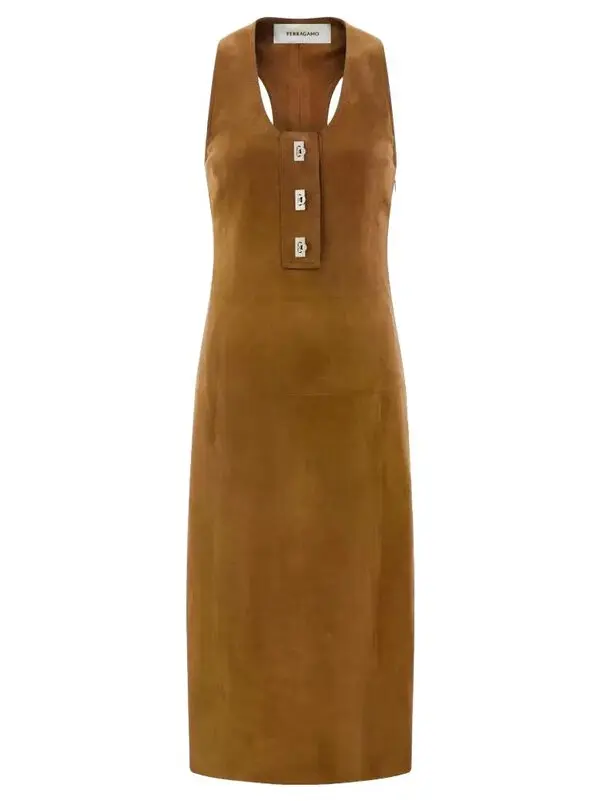FERRAGAMO Racer Back Dress With Buckle Detail - Neutrals
