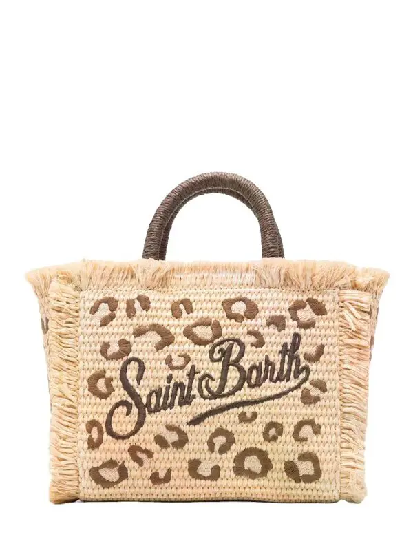 MC2 SAINT BARTH Leopard-print Frayed Mini Tote Bag - Neutrals