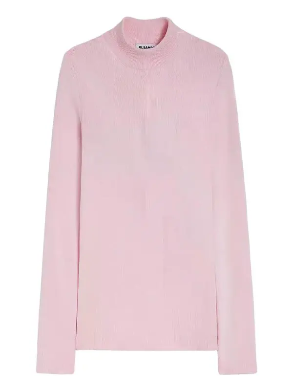 JIL SANDER Ribbed Mock-neck Sweater - Pink