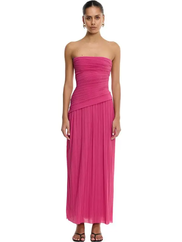 Significant Other Strapless Pleated Maxi Dress - Berry