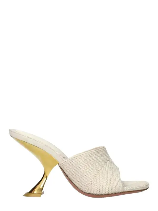 Amina Muaddi Woven Heeled Sandals - White