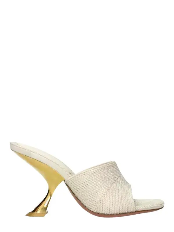 Amina Muaddi Woven Heeled Sandals - White