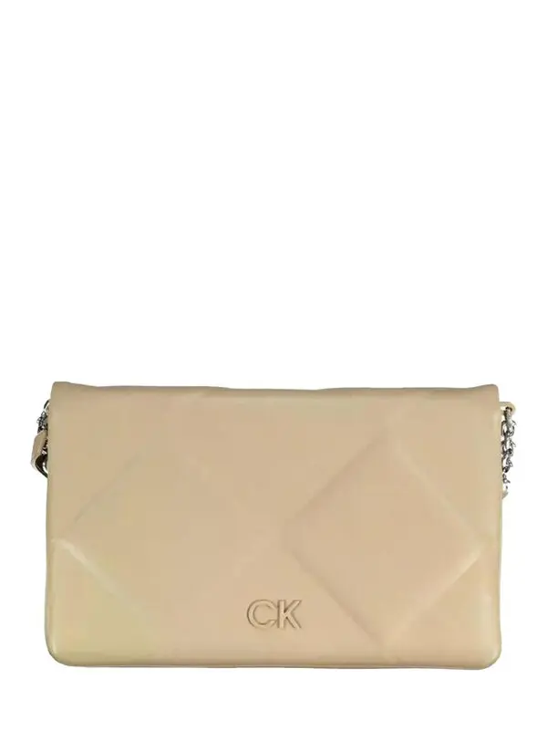 Calvin Klein Quilted Shoulder Bag With Logo Lettering - Neutrals