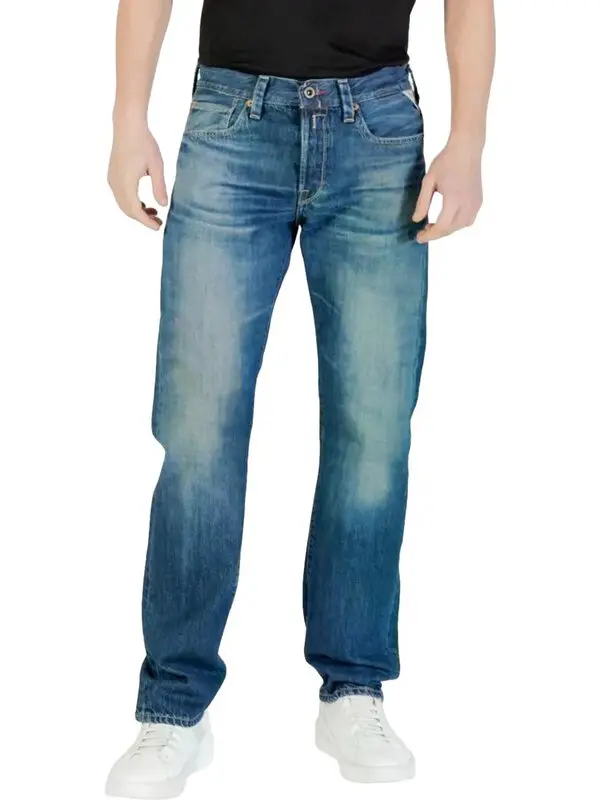REPLAY Faded-effect Regular-fit Jeans - Blue