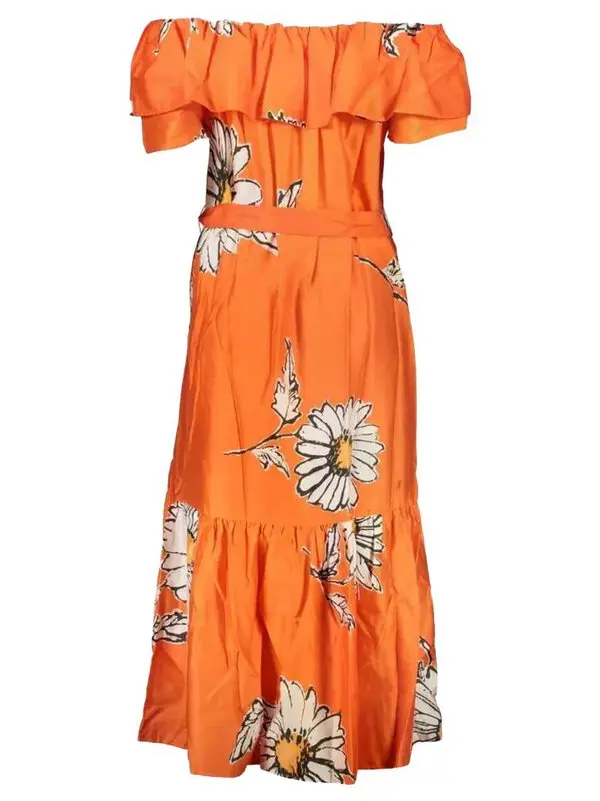 Desigual Floral-print Tiered Midi Dress - Orange