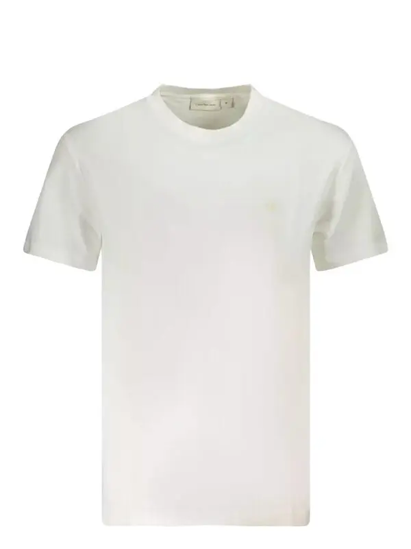 Calvin Klein Logo-embroidered Cotton T-shirt - Neutrals