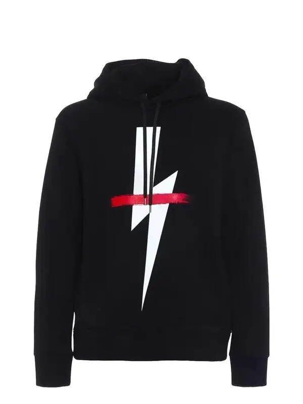 Neil Barrett Thunderbolt Print Hoodie - Black